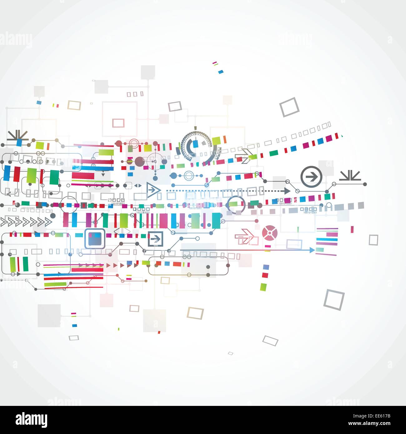 Abstract technological background with various technological elements ...