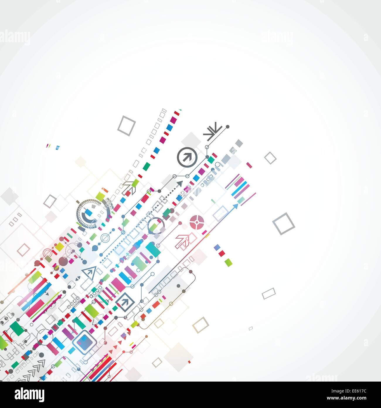 Abstract technological background with various technological elements ...