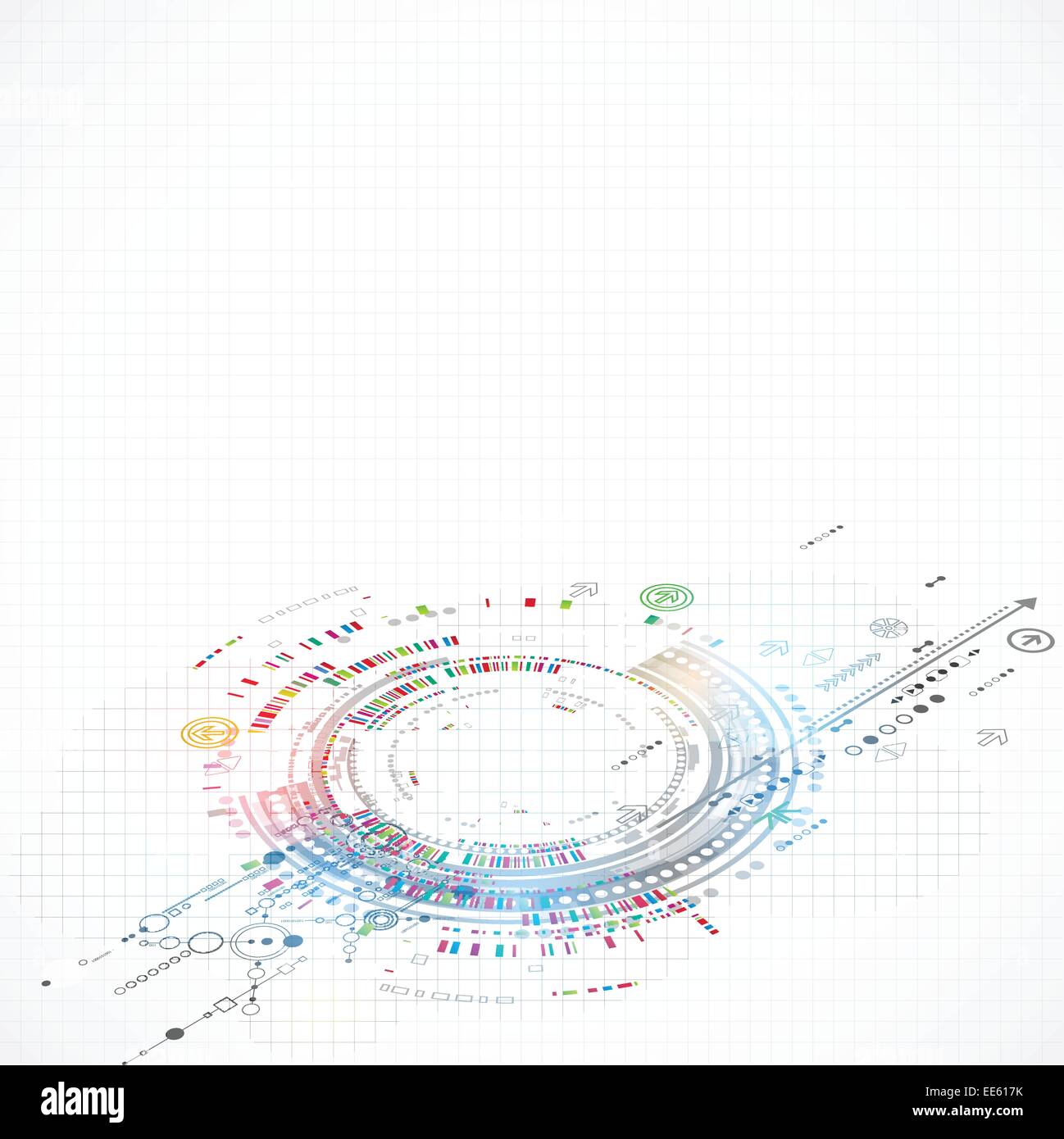 Abstract technological background with various technological elements ...