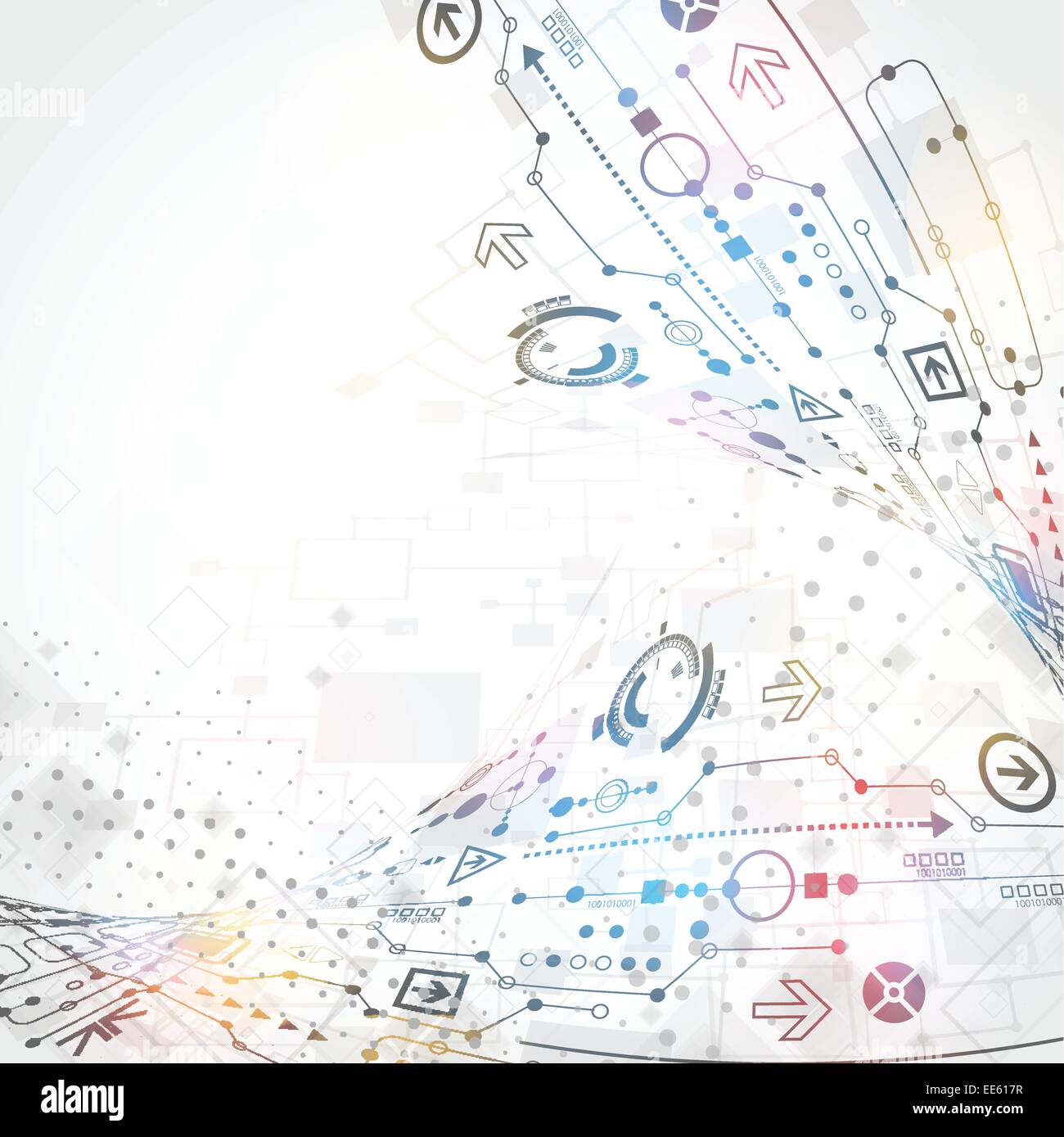 Abstract technological background with various technological elements ...