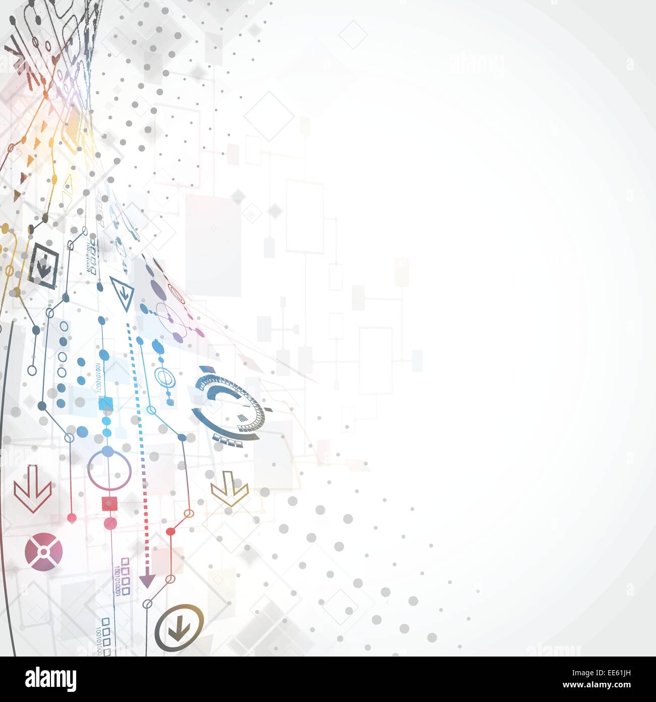 Abstract technological background with various technological elements ...