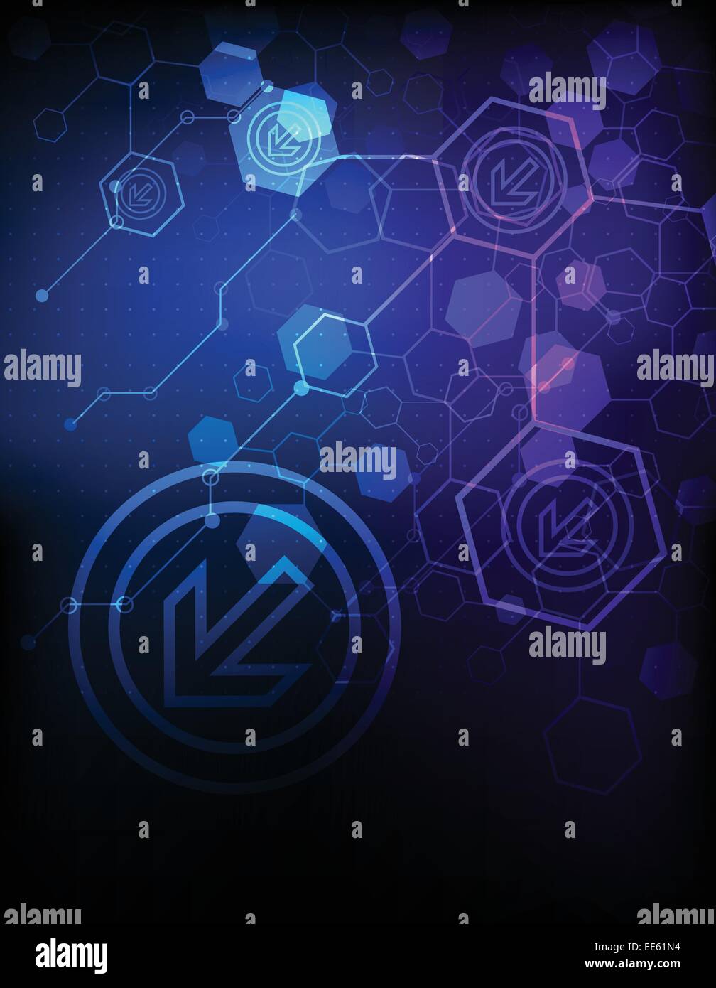 Abstract technological background with various technological elements ...