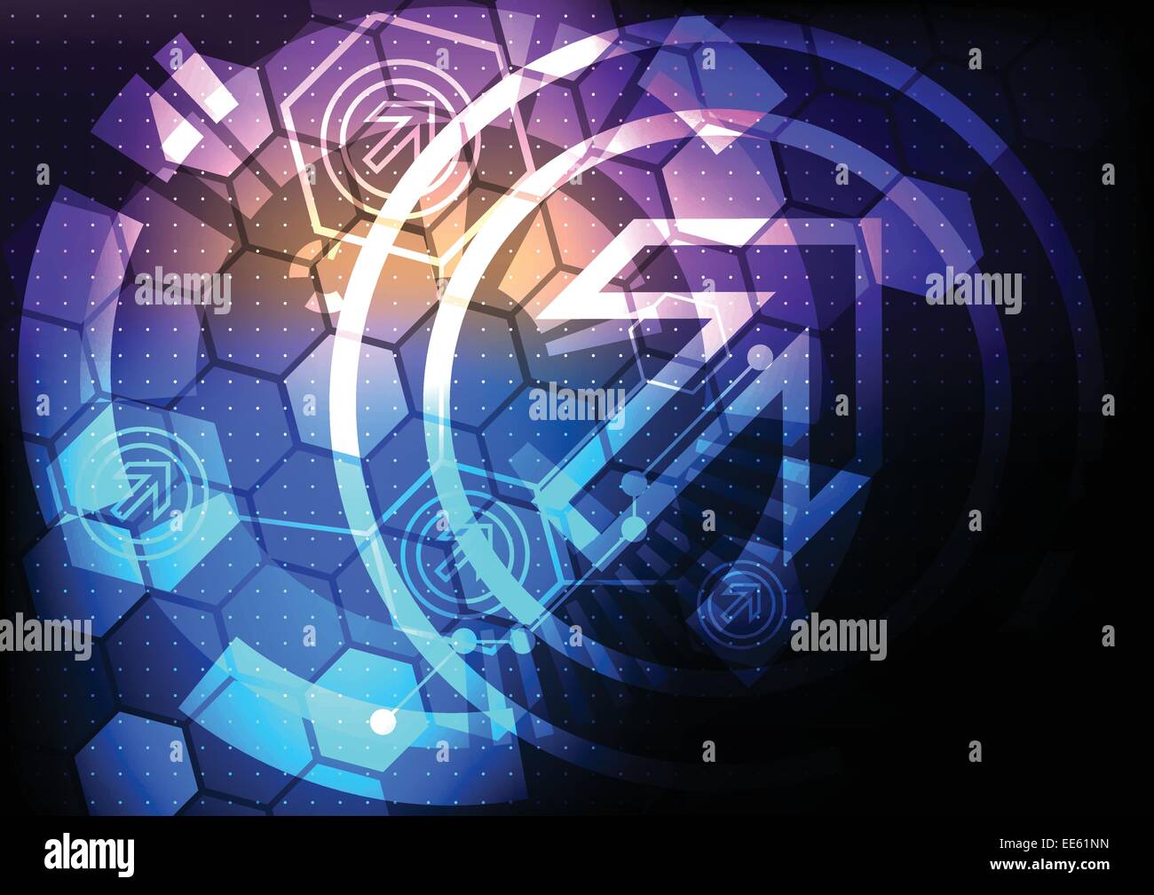 Abstract technological background with various technological elements ...