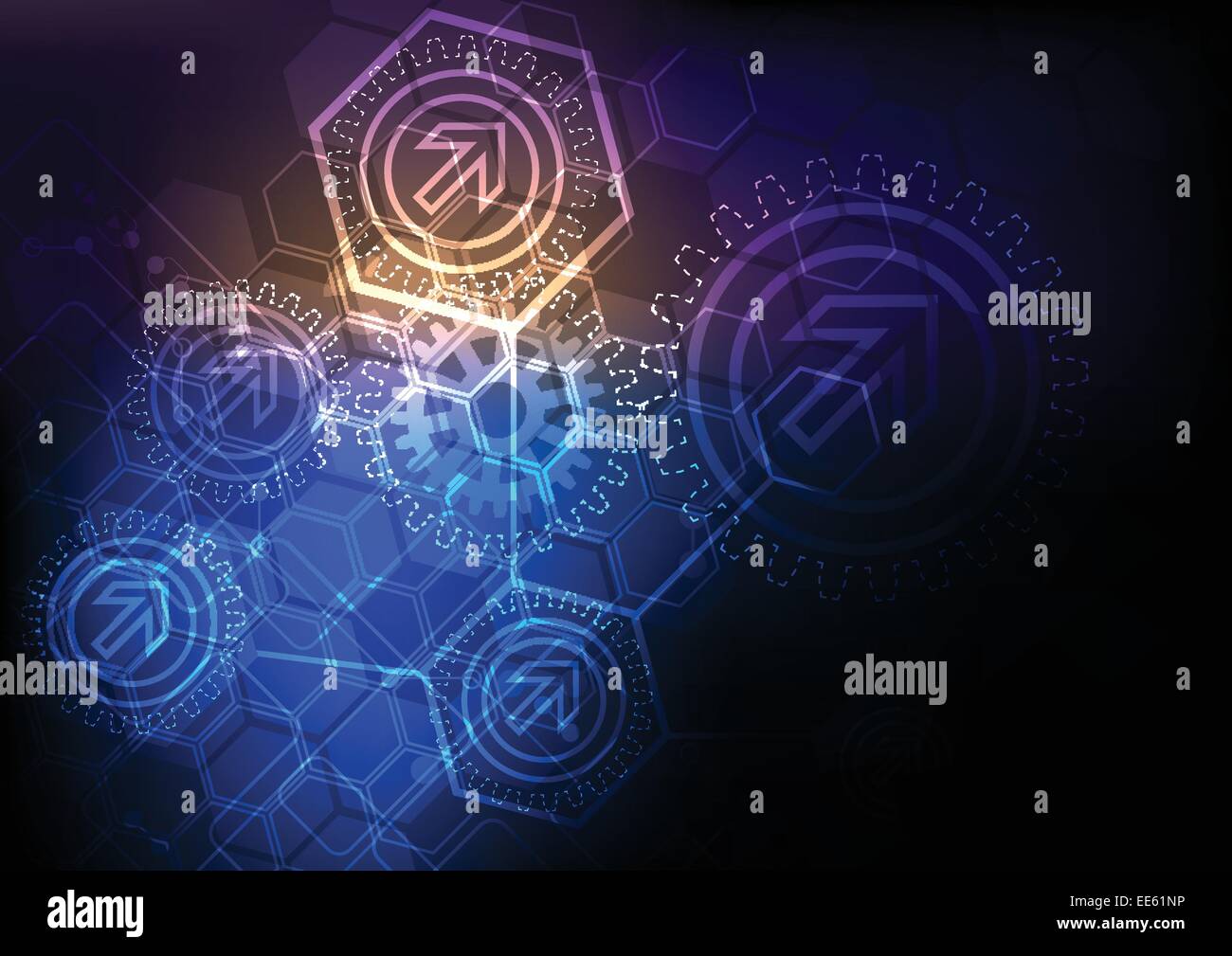 Abstract technological background with various technological elements ...