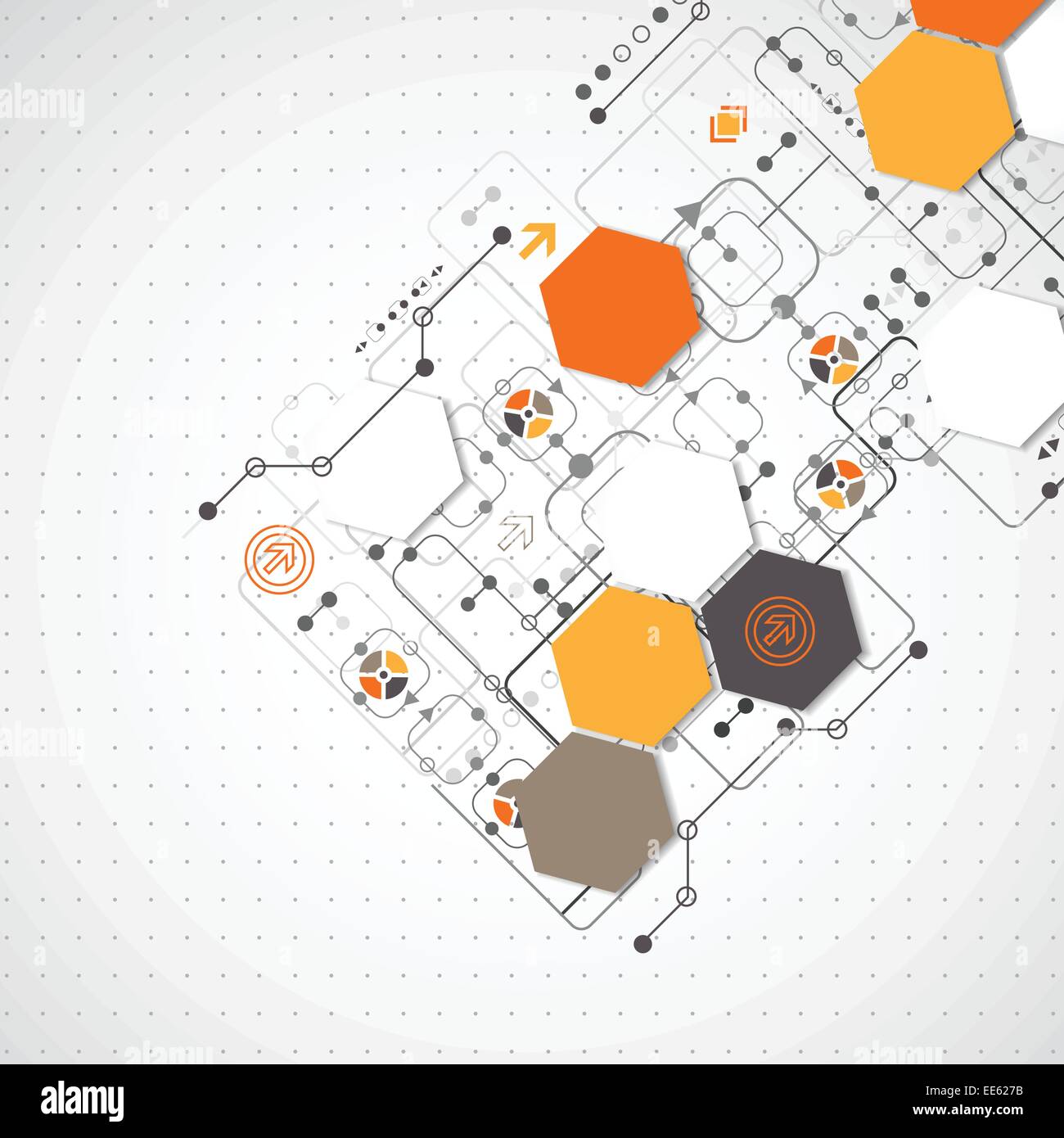 Abstract technological background with various technological elements ...