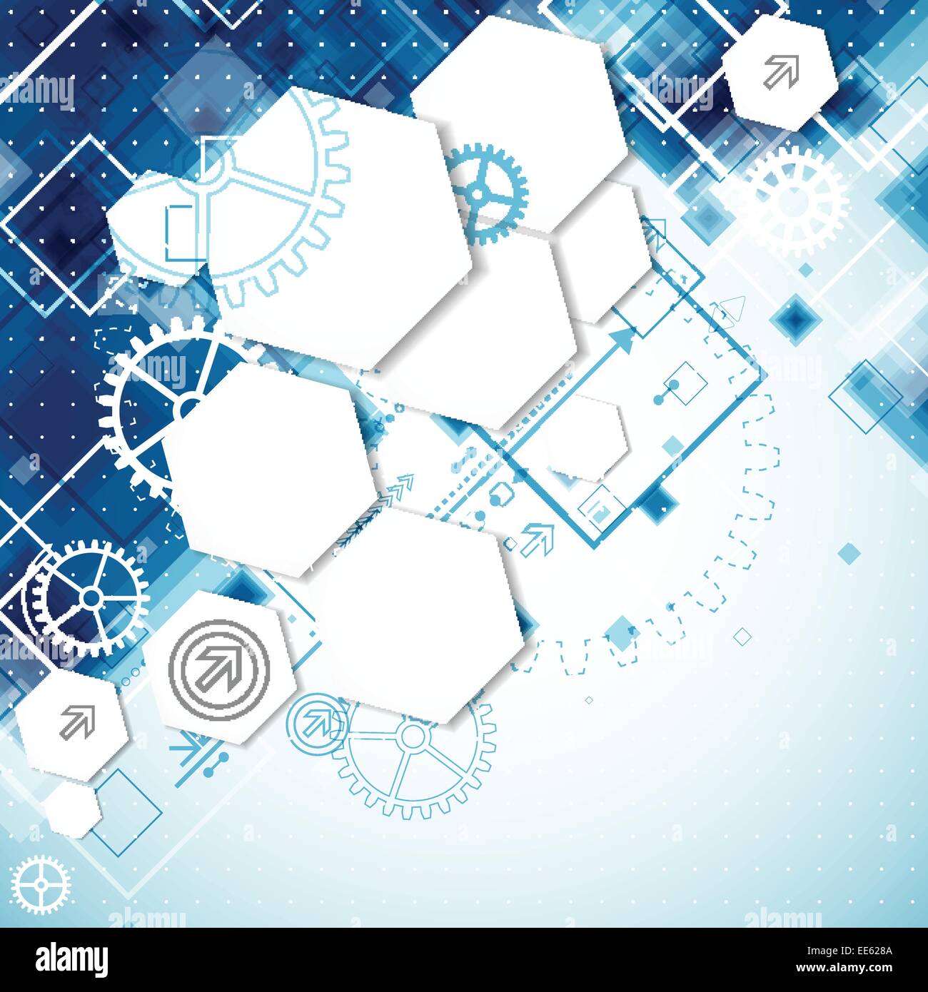 Abstract technological background with various technological elements ...