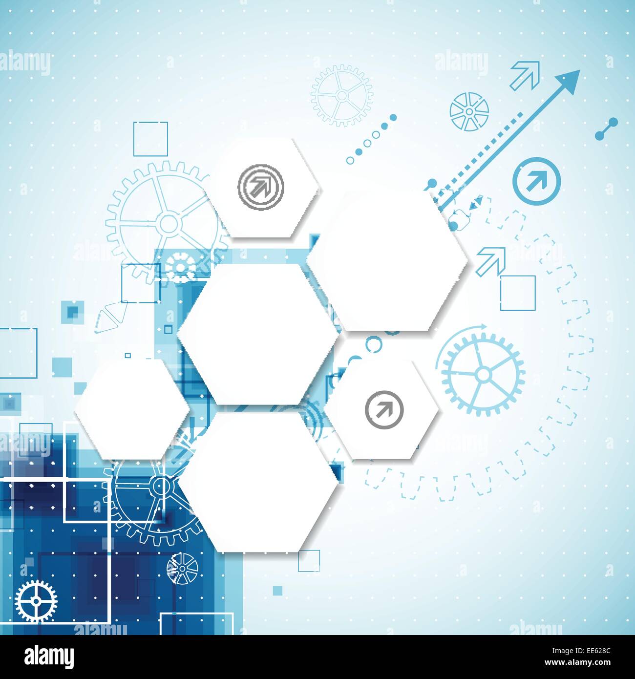 Abstract technological background with various technological elements ...