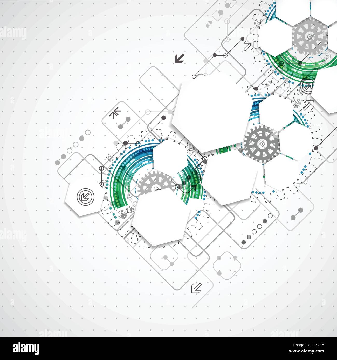 Abstract technological background with various technological elements ...