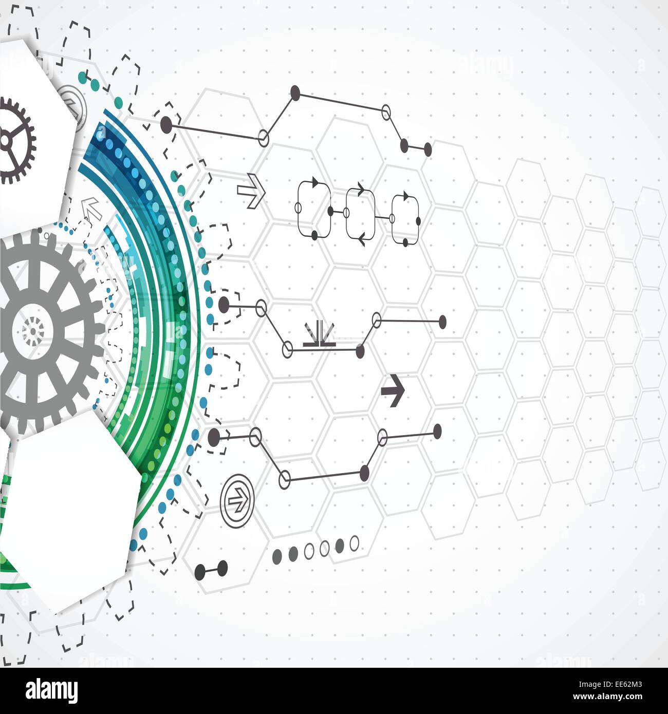 Abstract technological background with various technological elements ...