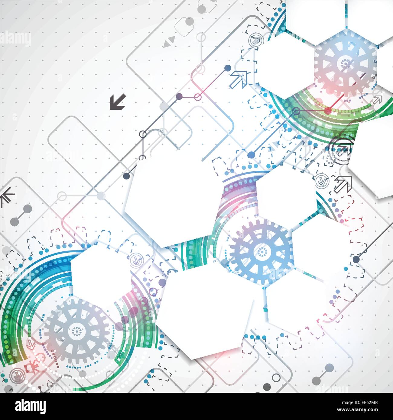 Abstract technological background with various technological elements ...
