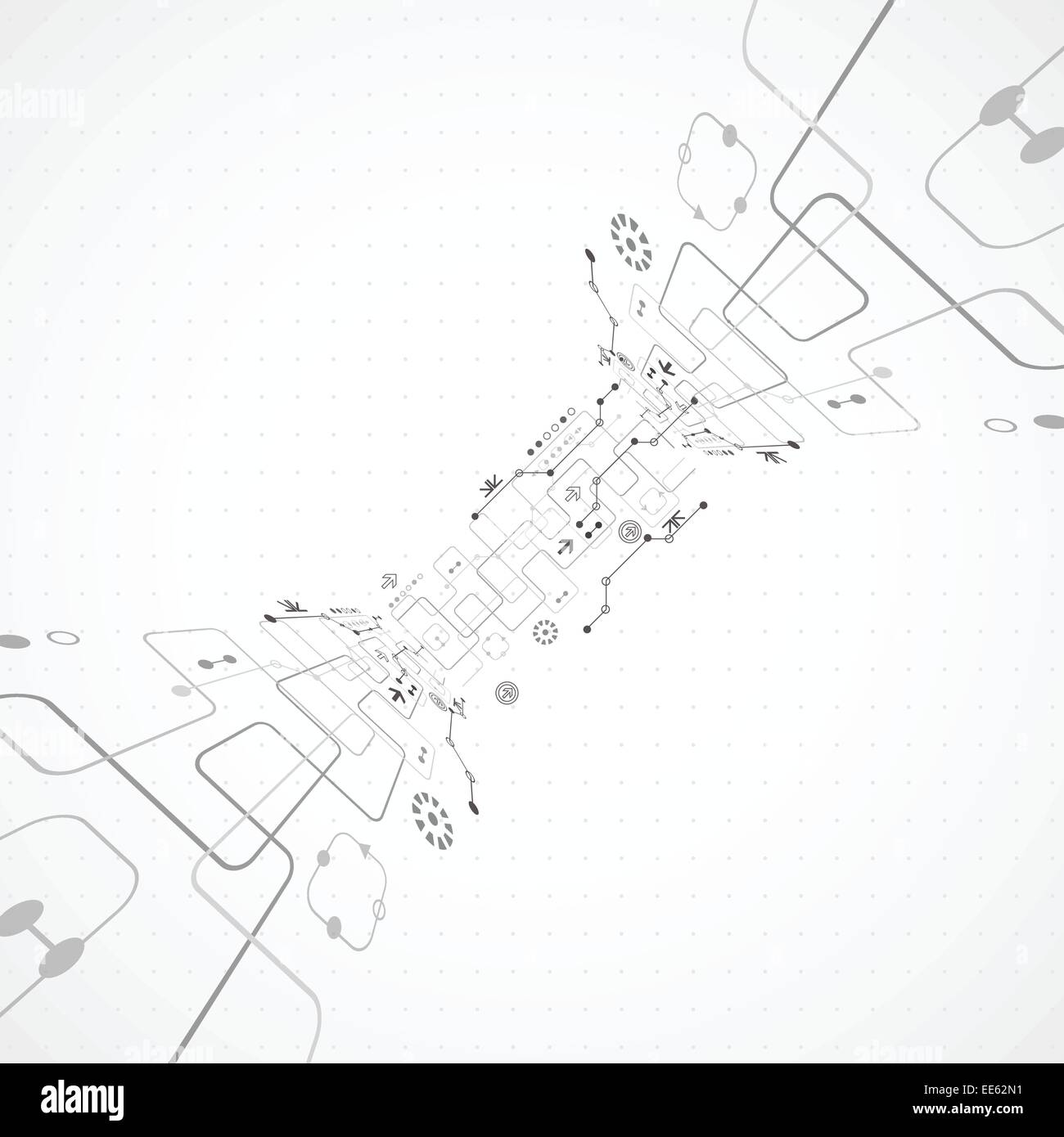Abstract technological background with various technological elements ...