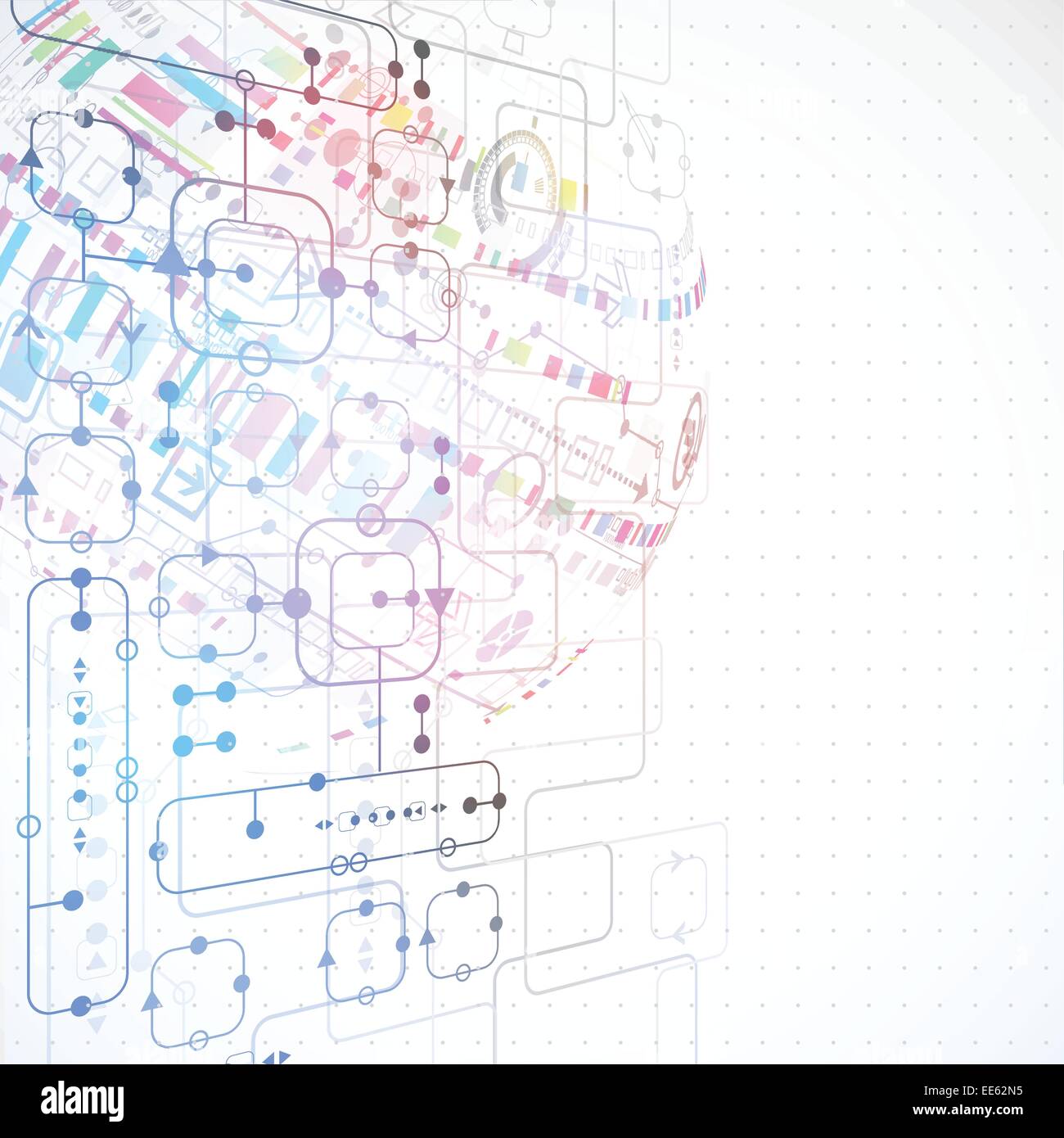 Abstract technological background with various technological elements ...