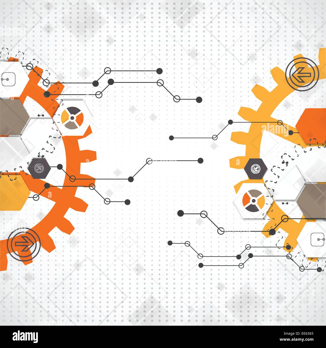 Abstract technological background with various technological elements ...