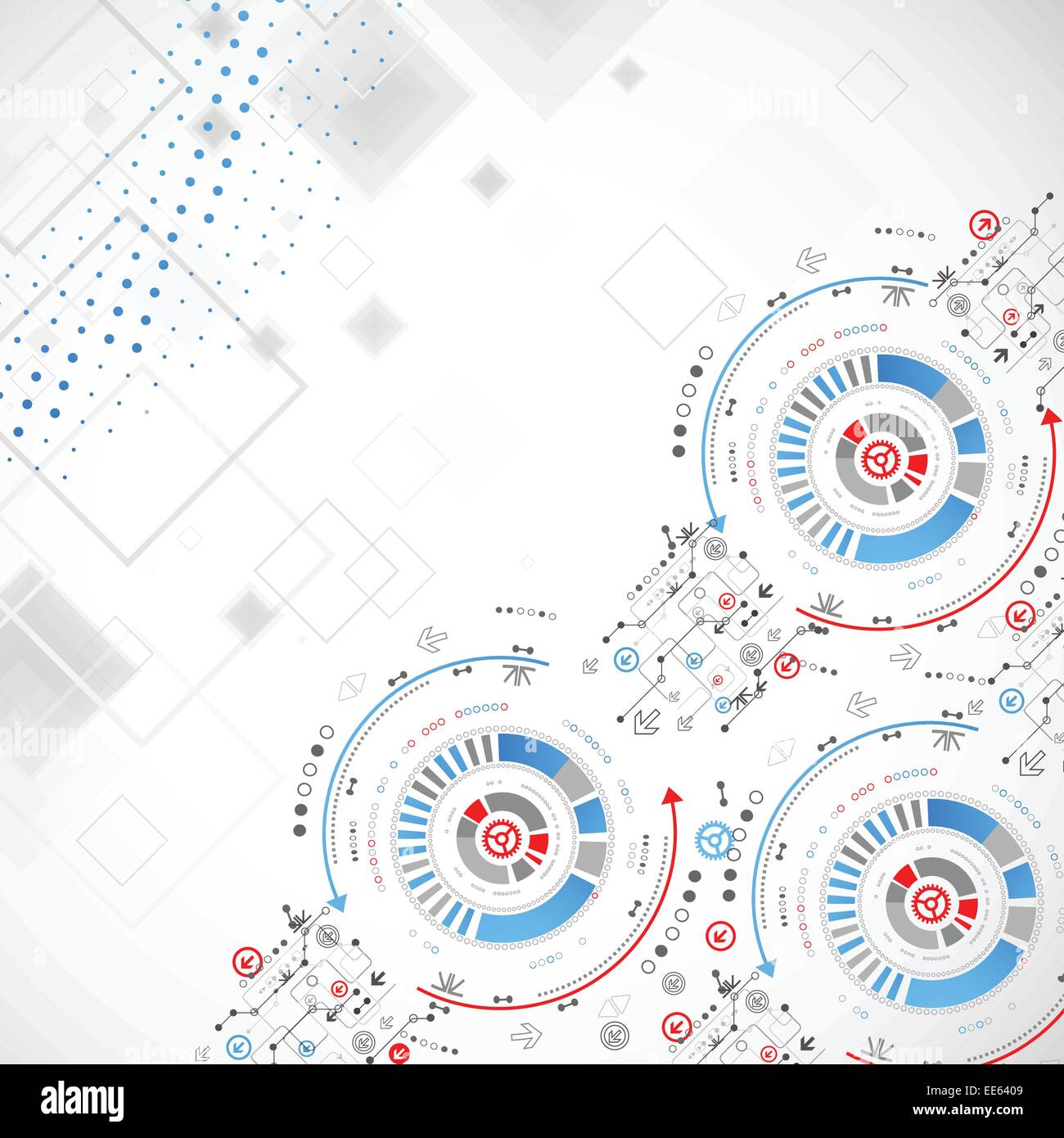 Abstract technological background with various technological elements ...