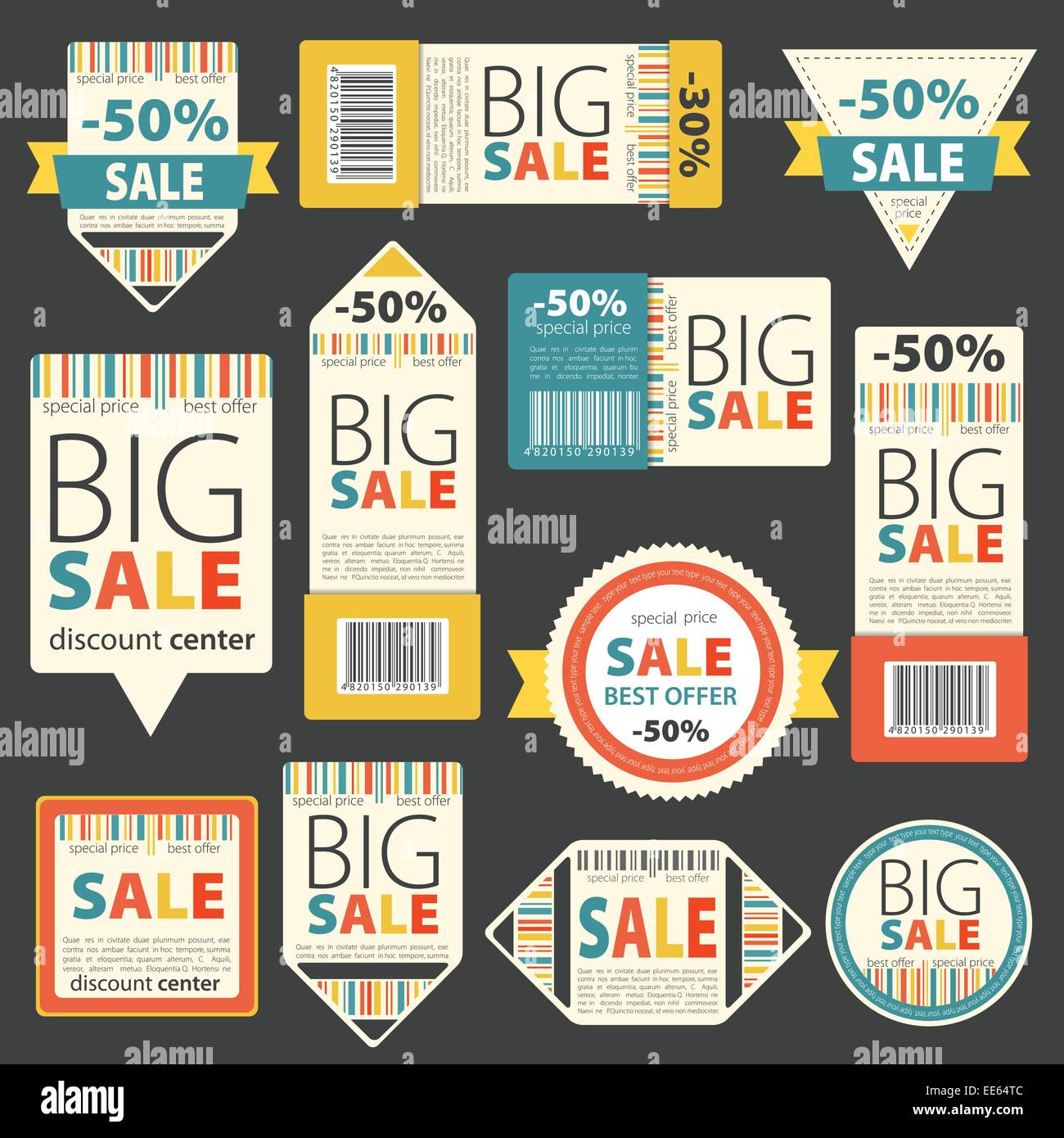 Set of Color sale vintage signs/labels Stock Vector Image & Art - Alamy