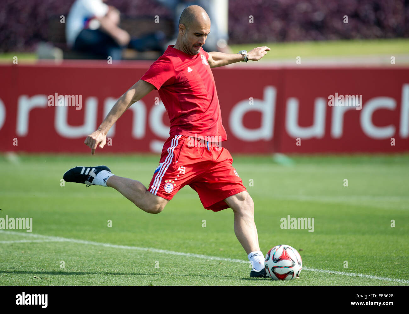 Doha, Qatar. 14th Jan, 2015. Munich's head coach Pep Guardiola in ...