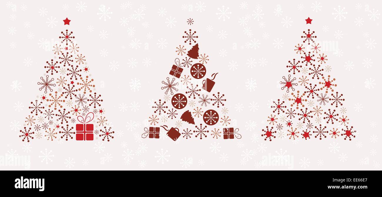 Set of Retro New Year tree Stock Vector Image & Art - Alamy