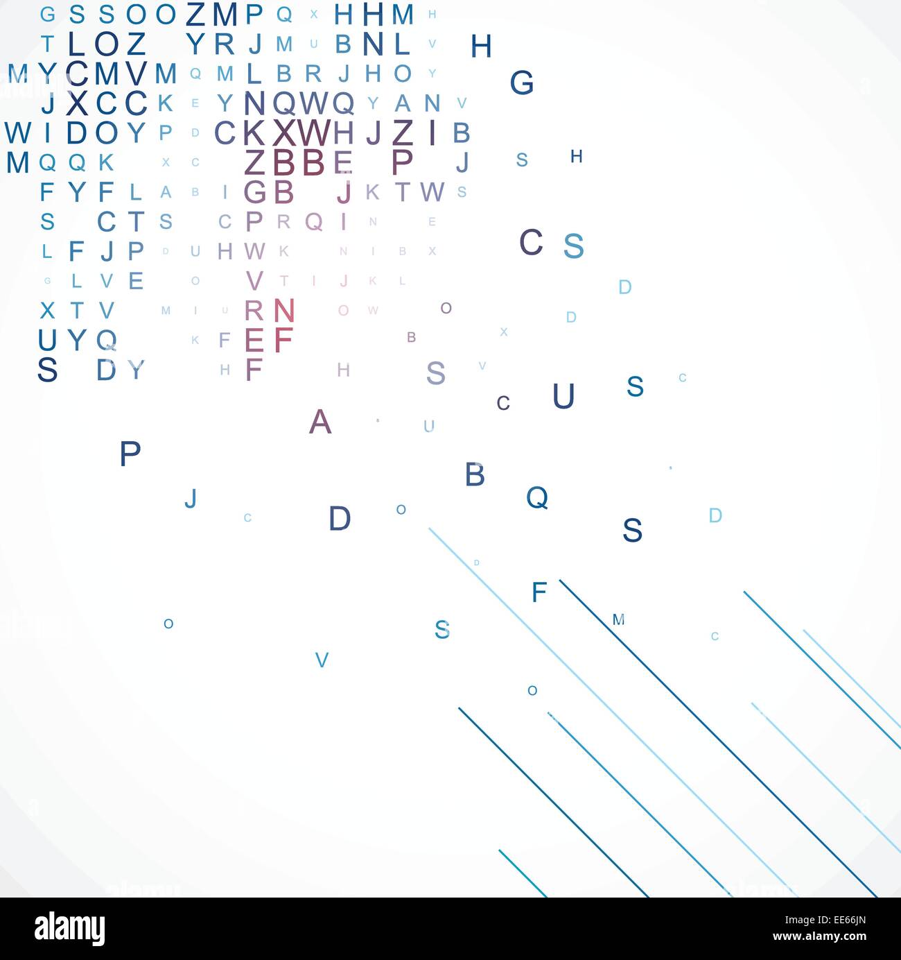 Abstract background with the sparse letters of the English alphabet ...