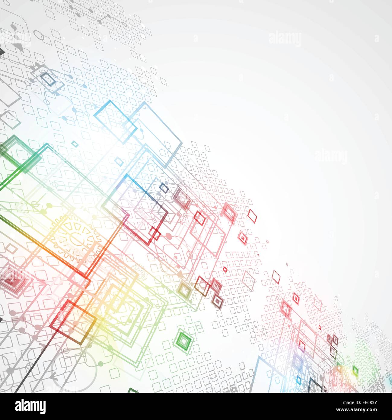 Abstract technological background with various technological elements ...