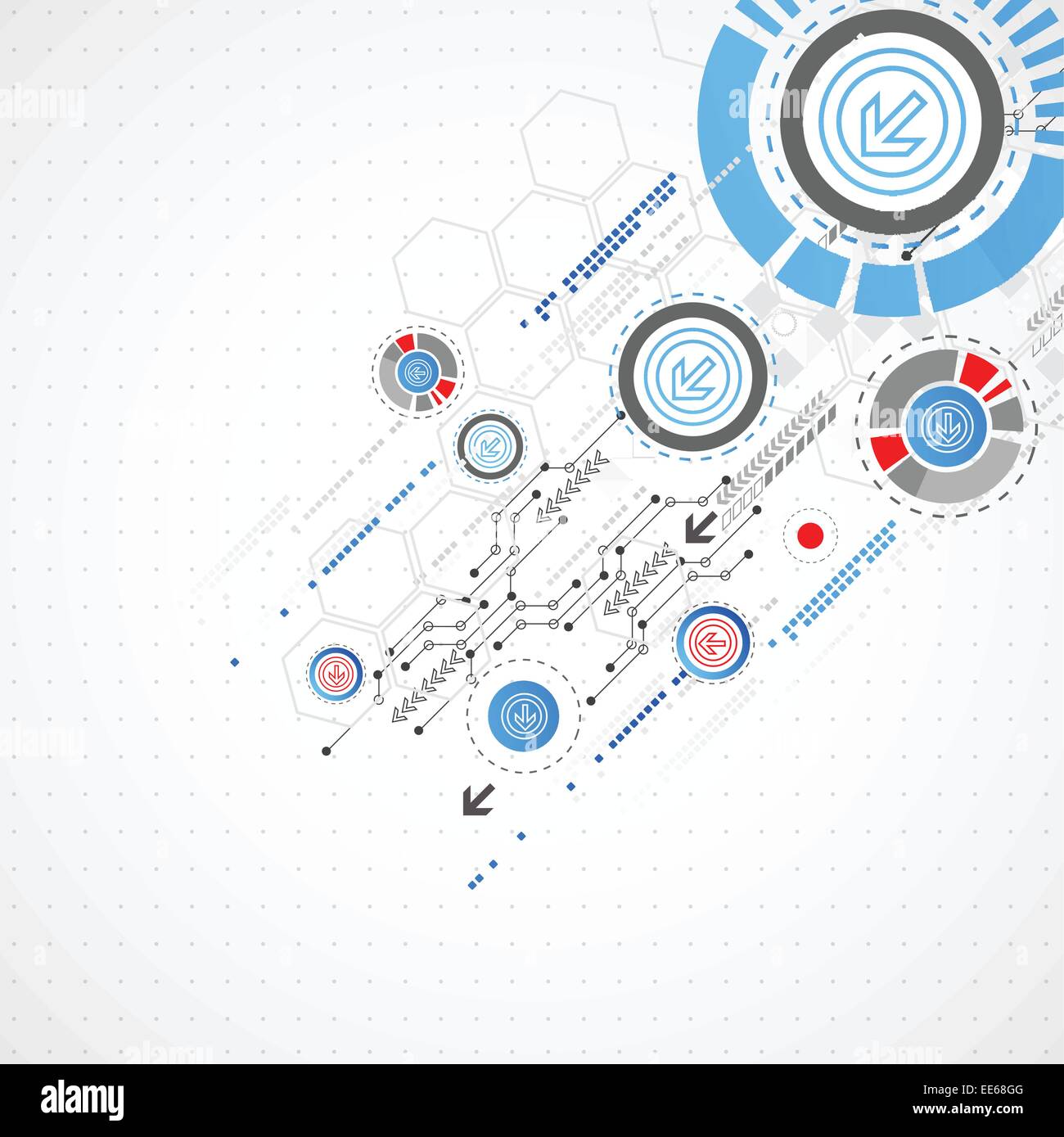 Abstract technological background with circles and arrows. Vector Stock ...