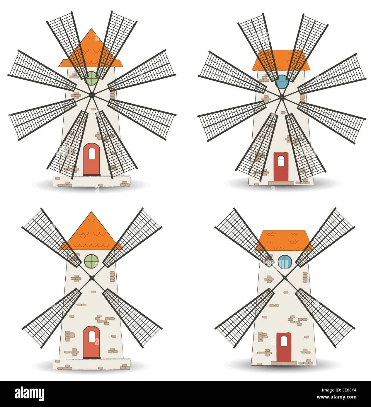 Set of windmills. Vector Stock Vector Image & Art - Alamy