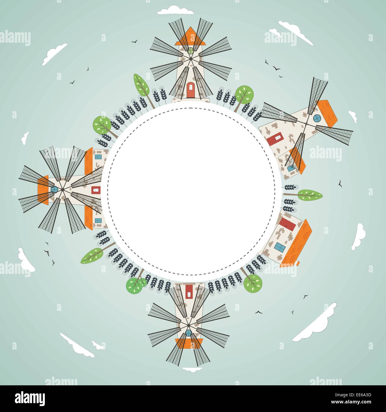 Nature background with Windmills. Vector Stock Vector Image & Art - Alamy