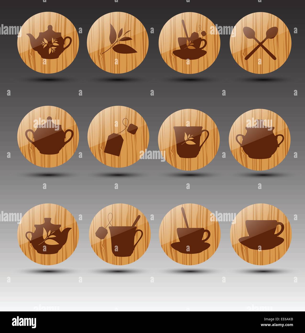 Set of wooden buttons. Tea theme. Vector Stock Vector Image & Art - Alamy