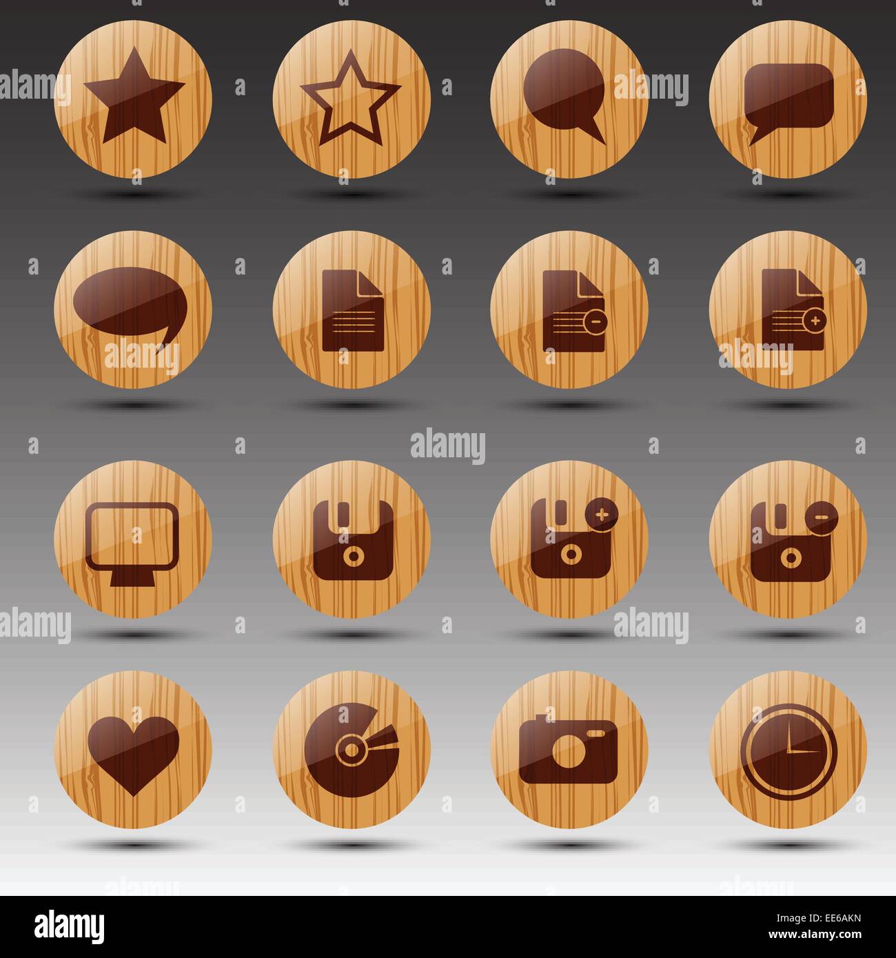 Wooden web icons for website. Vector illustration Stock Vector Image ...