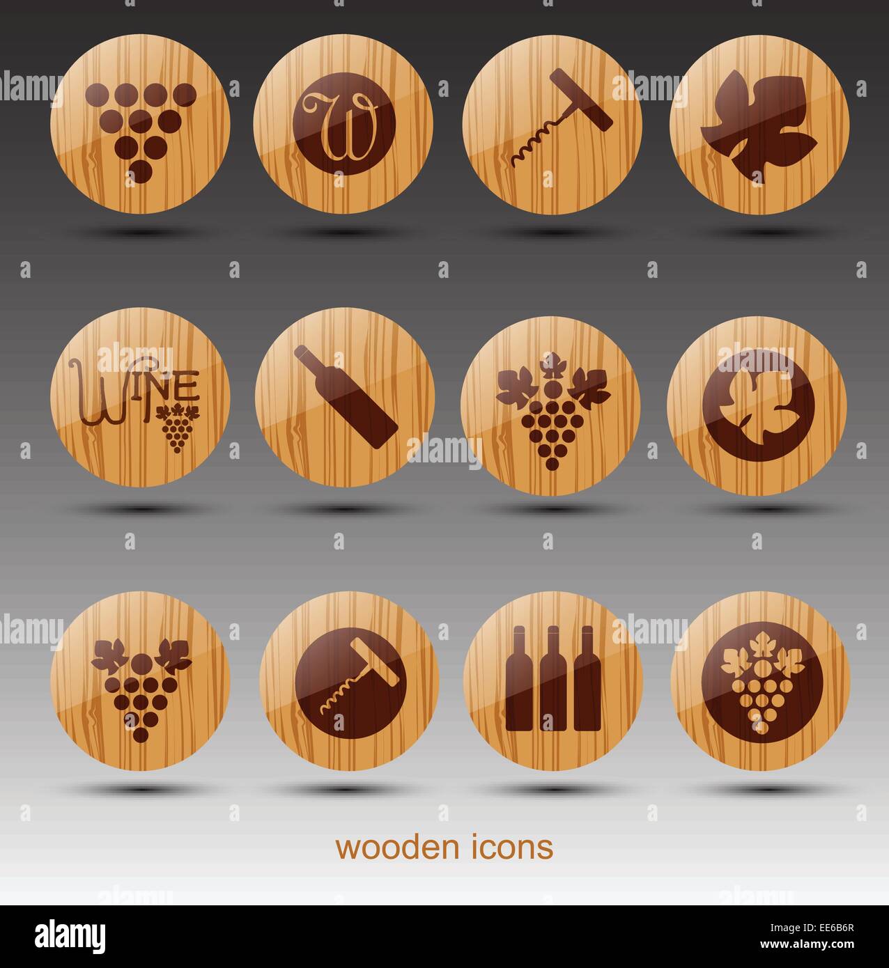 Wooden web icons for website. Vector illustration Stock Vector Image ...