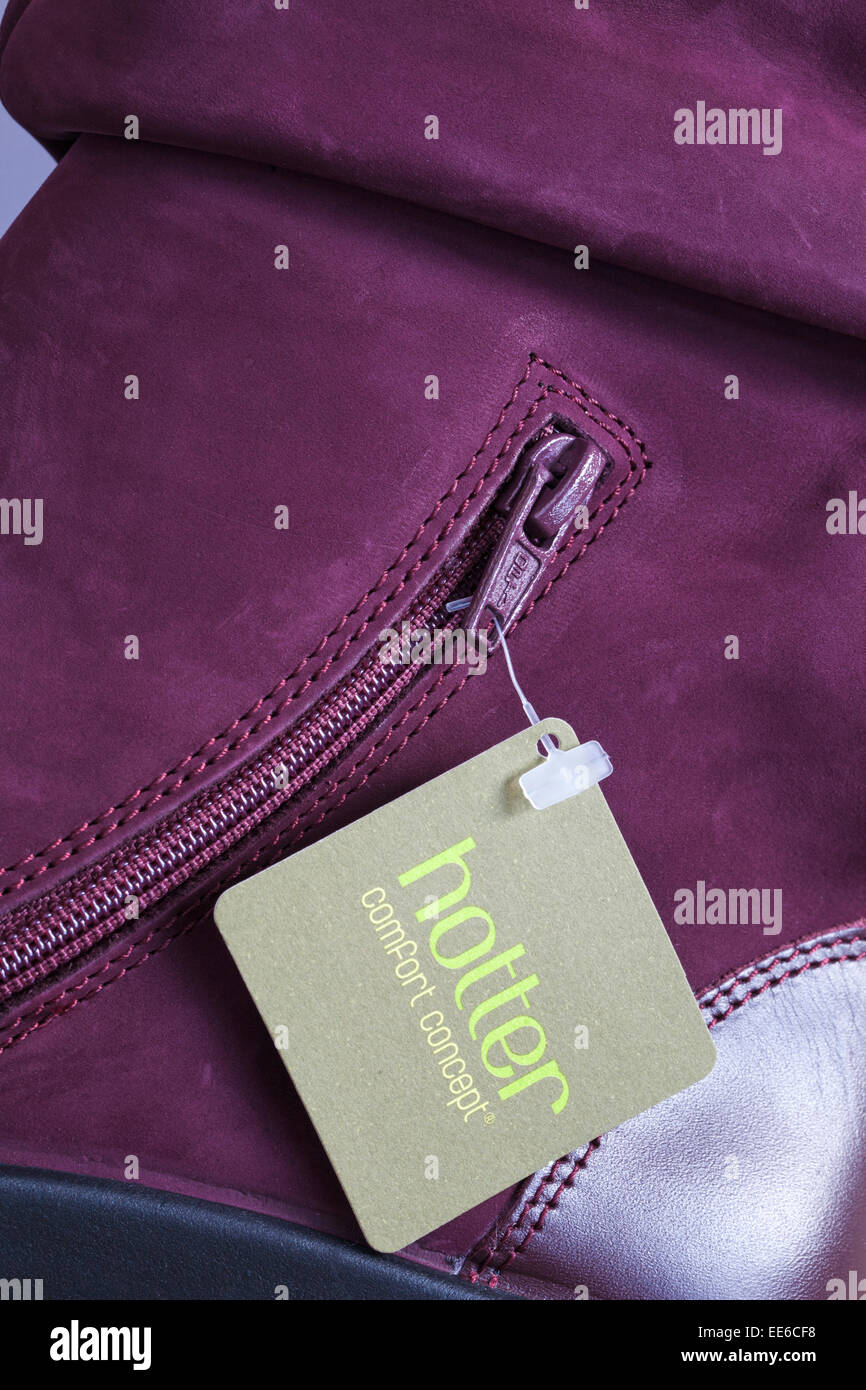 Hotter comfort concept label on boot Stock Photo - Alamy