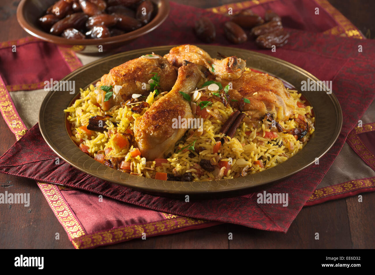 Chicken Machboos. Chicken and rice dish. Gulf states Stock Photo - Alamy