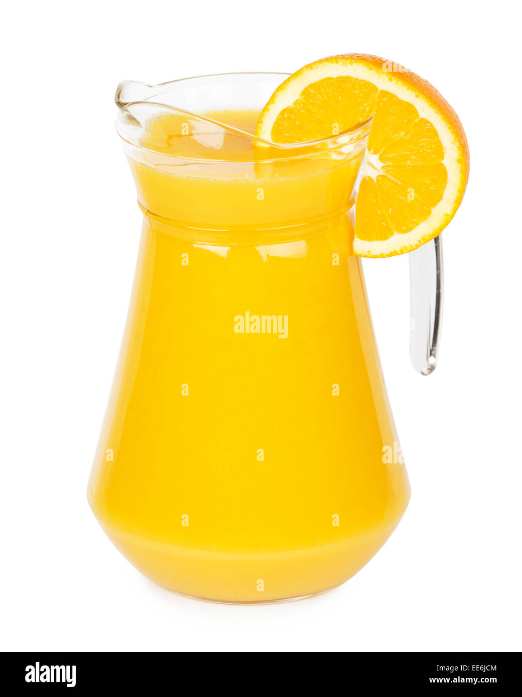 Fresh orange juice in pitcher on white background Stock Photo - Alamy