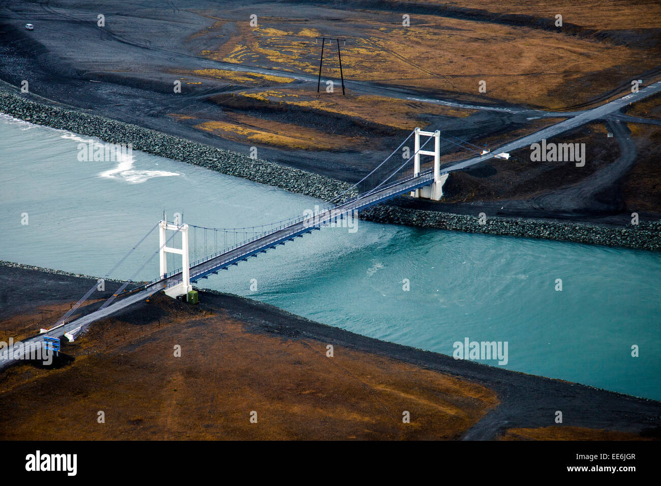 Suspension bridge over river, Iceland Stock Photo - Alamy