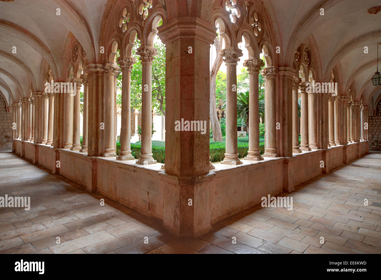 Architectural columns in a courtyard, Dubrovnik, Dalmatia, Croatia ...
