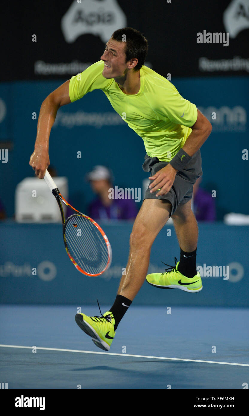 Sydney, Australia. 14th January, 2015. Bernard Tomic (AUS) in action ...