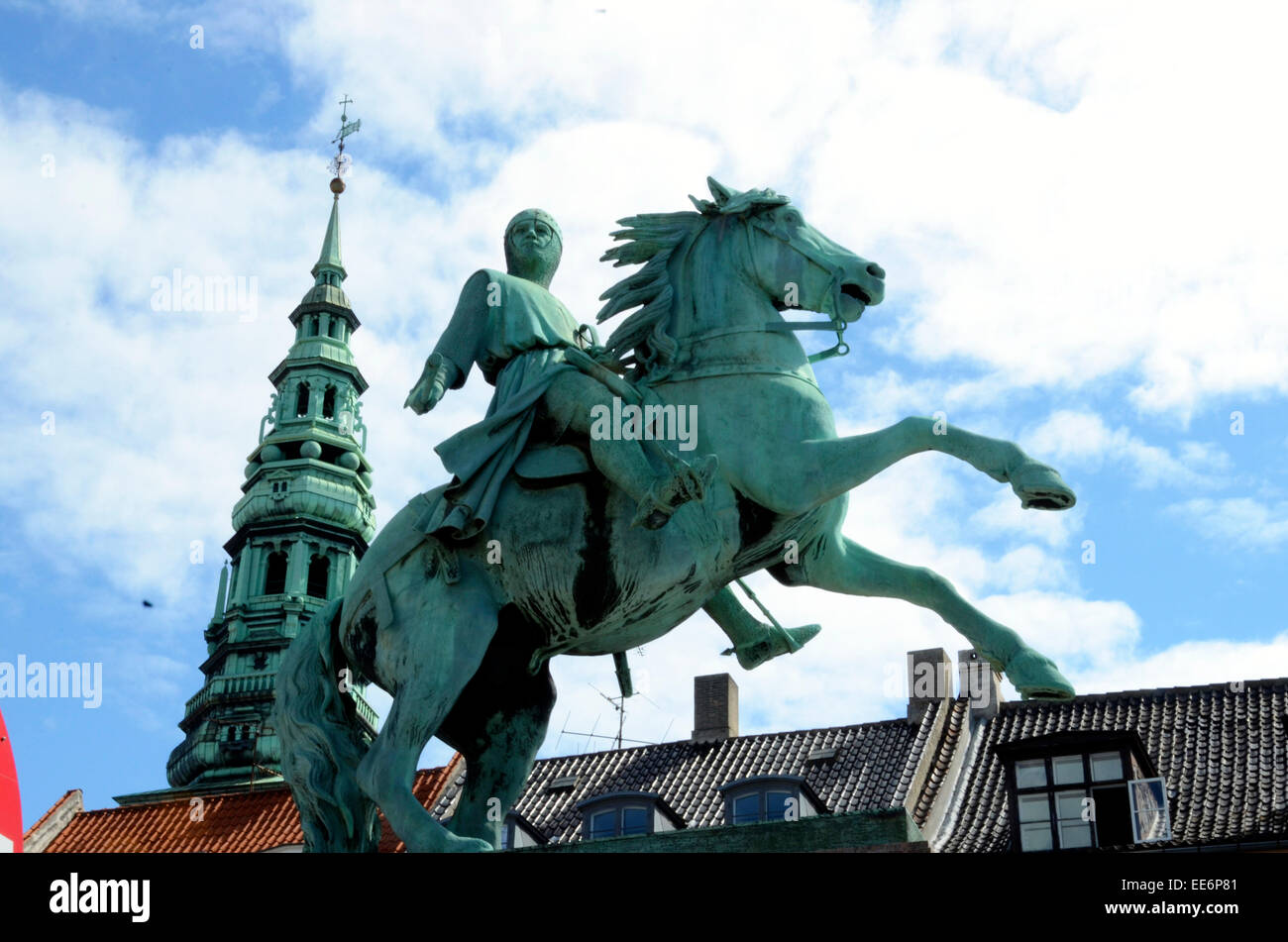 Statue of Absalon on Hojbro square in Copenhagen, Denmark Stock Photo ...