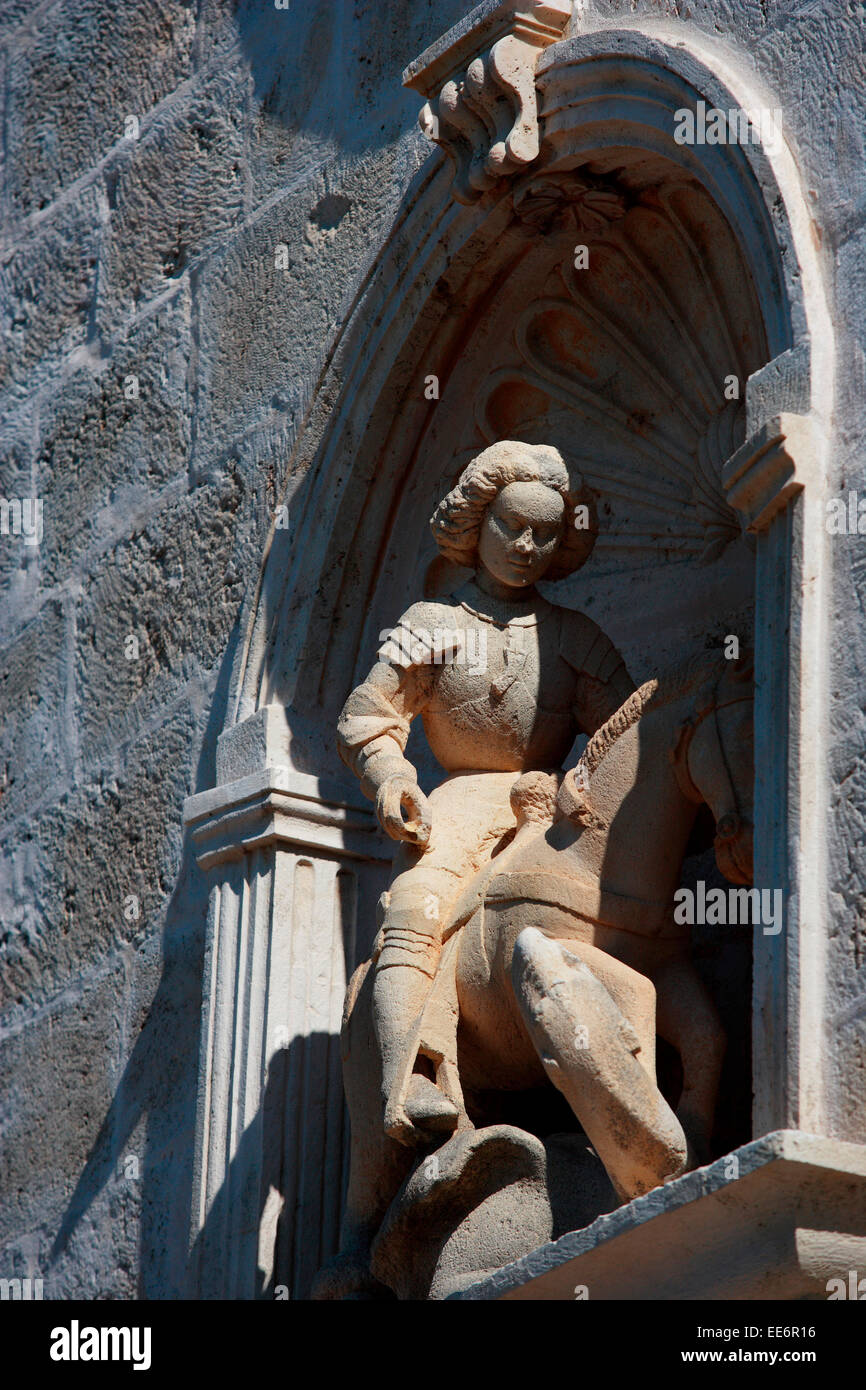 Statue, Brusje church, Adriatic Sea, Hvar, Dalmatia, Croatia Stock ...