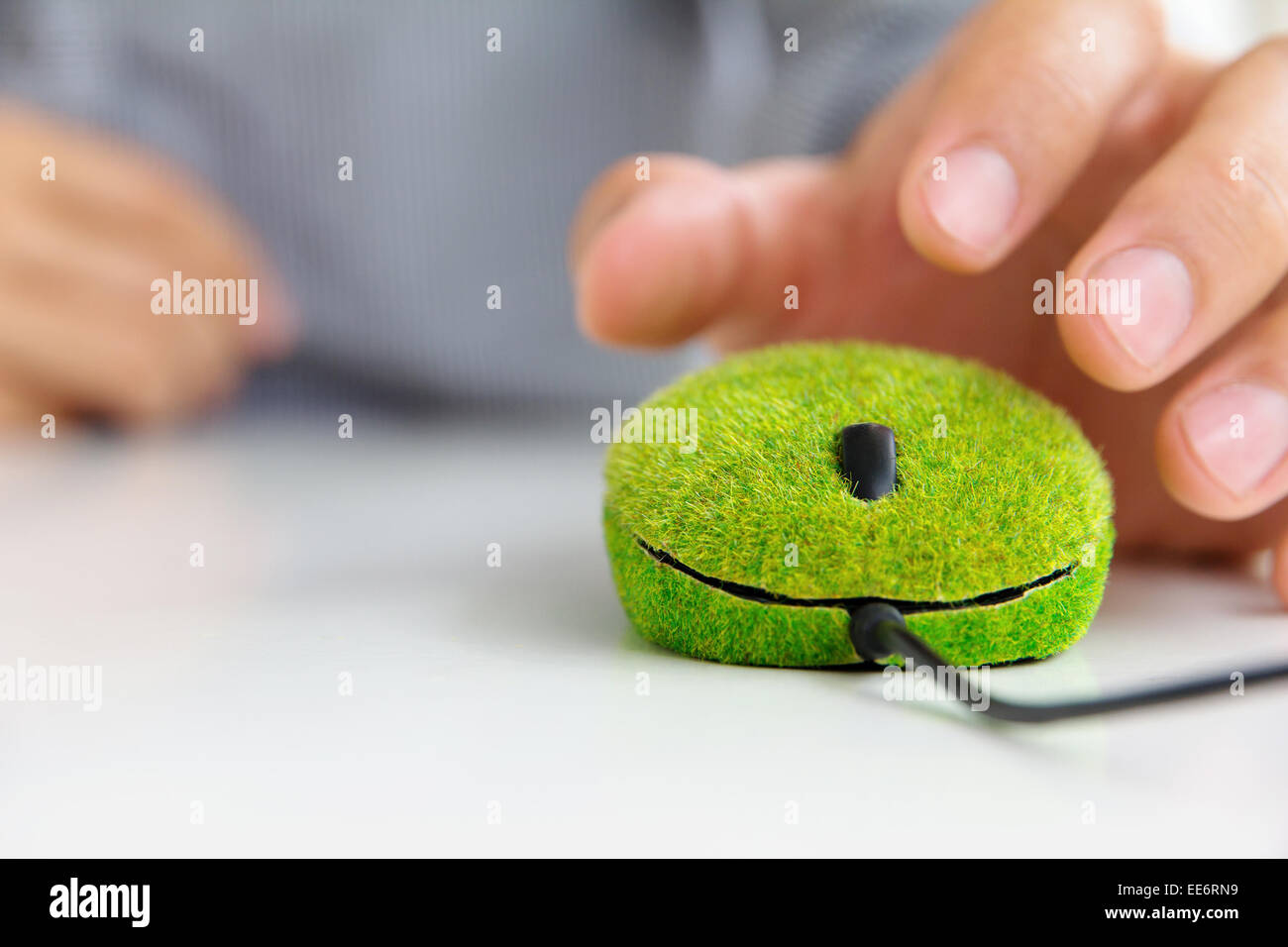 hand with eco computer mouse Stock Photo - Alamy