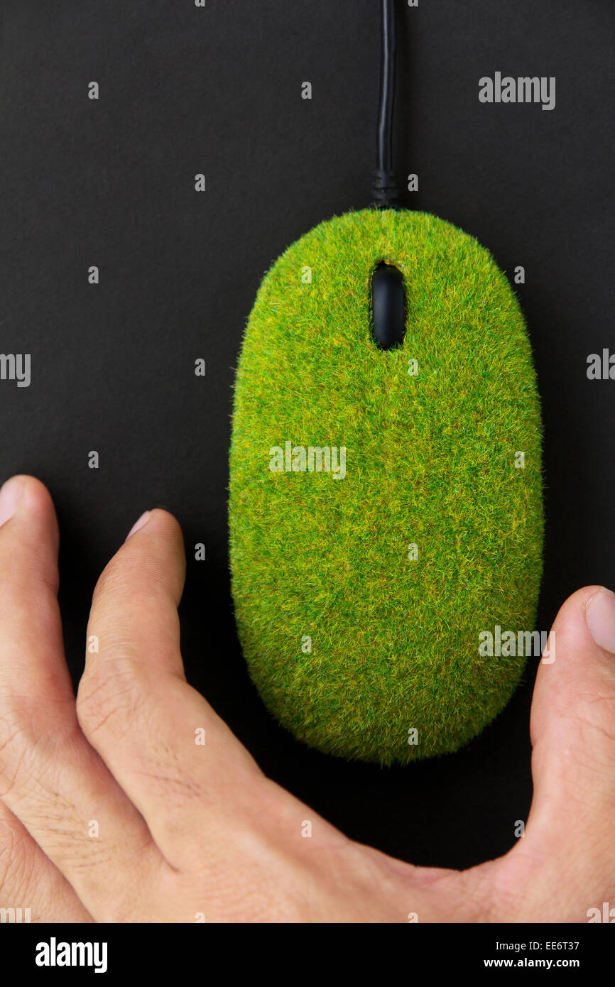 green computer mouse concept Stock Photo - Alamy