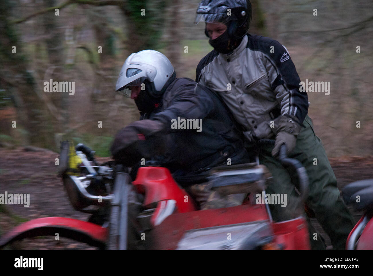 Motorcycle competitors on the Fingle Section of the 2013 Exeter Trial ...