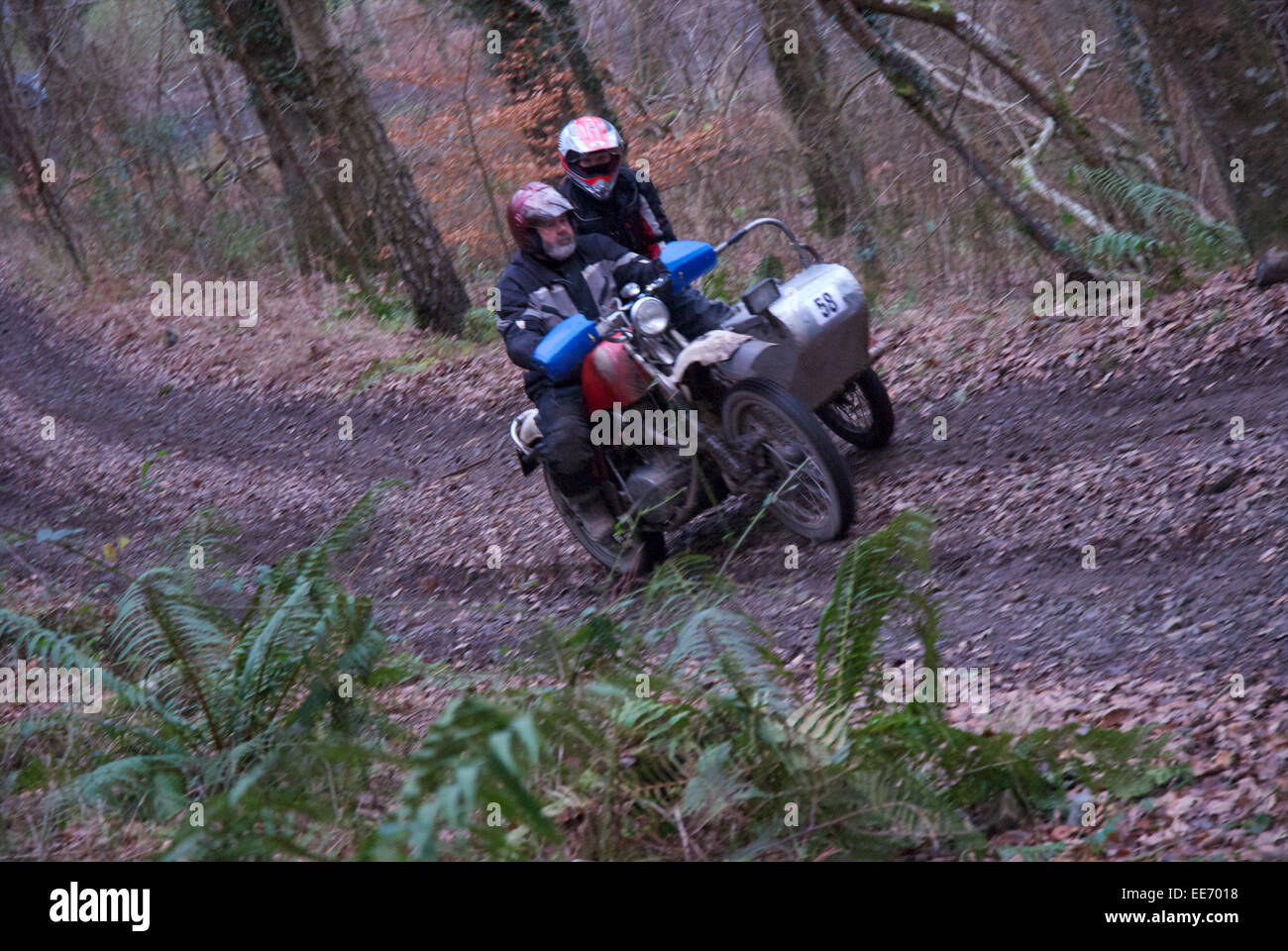 Motorcycle competitors on the Fingle Section of the 2013 Exeter Trial ...