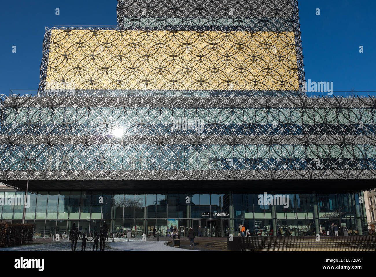 The new Library of Birmingham in Centenary Square in bright sunlight ...