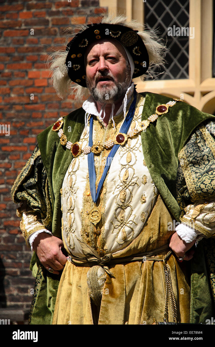 Actor performing as Henry VIII at Hampton Court Palace - London ...