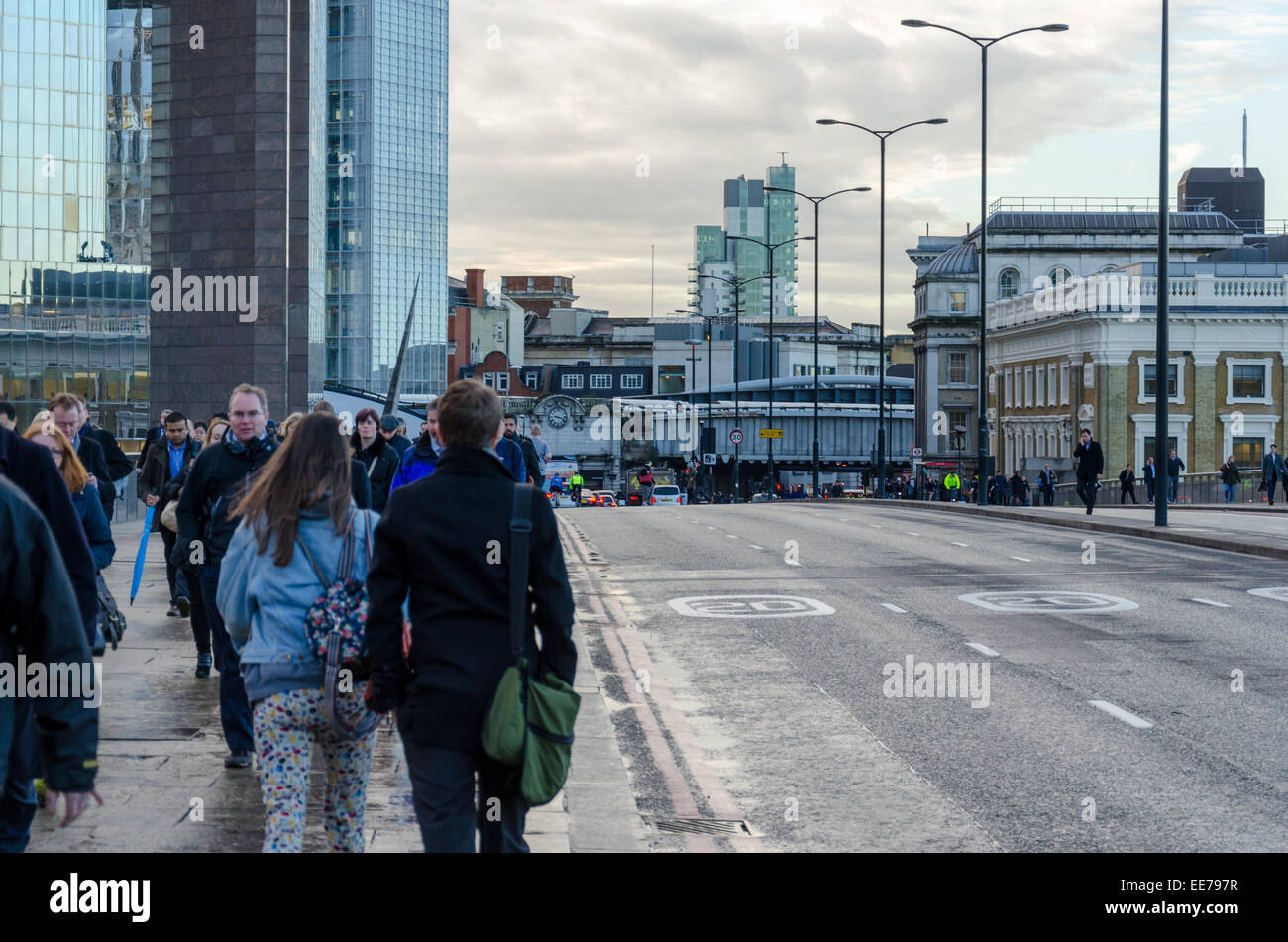 People walking to work on London Bridge. London, UK Stock Photo - Alamy