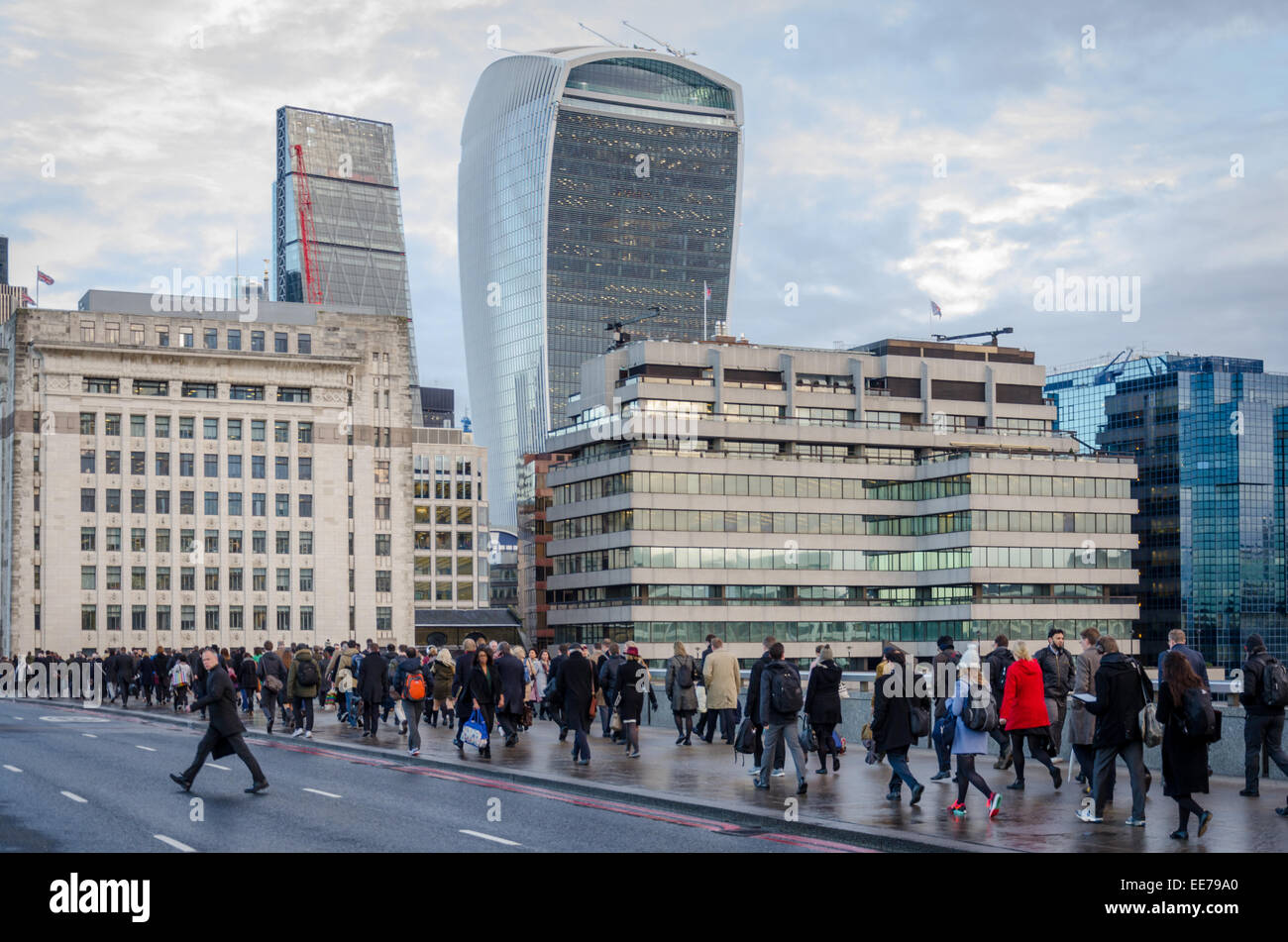 People walking to work on London Bridge. London, UK Stock Photo - Alamy