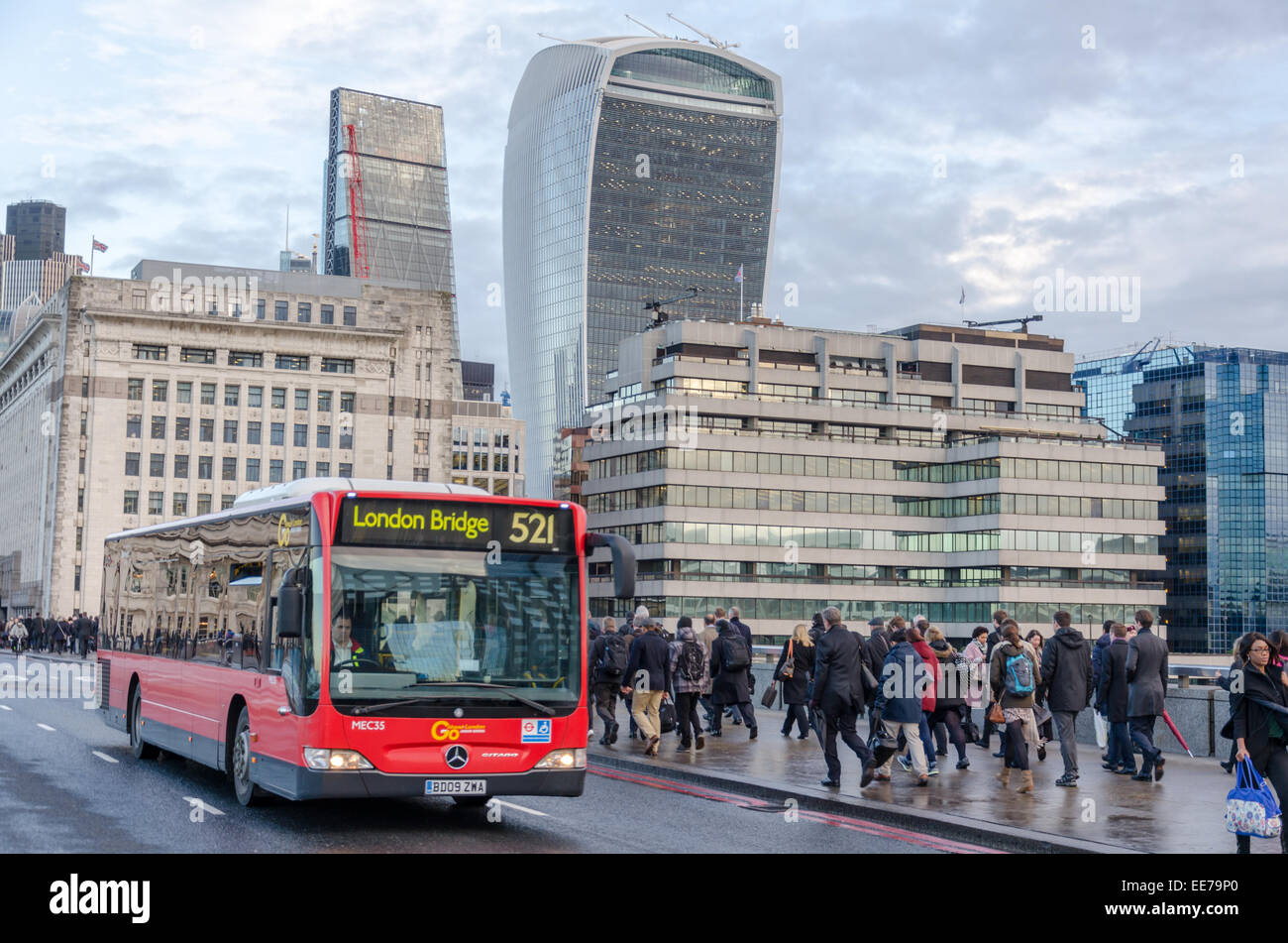 Bus on London Bridge, London, UK Stock Photo - Alamy
