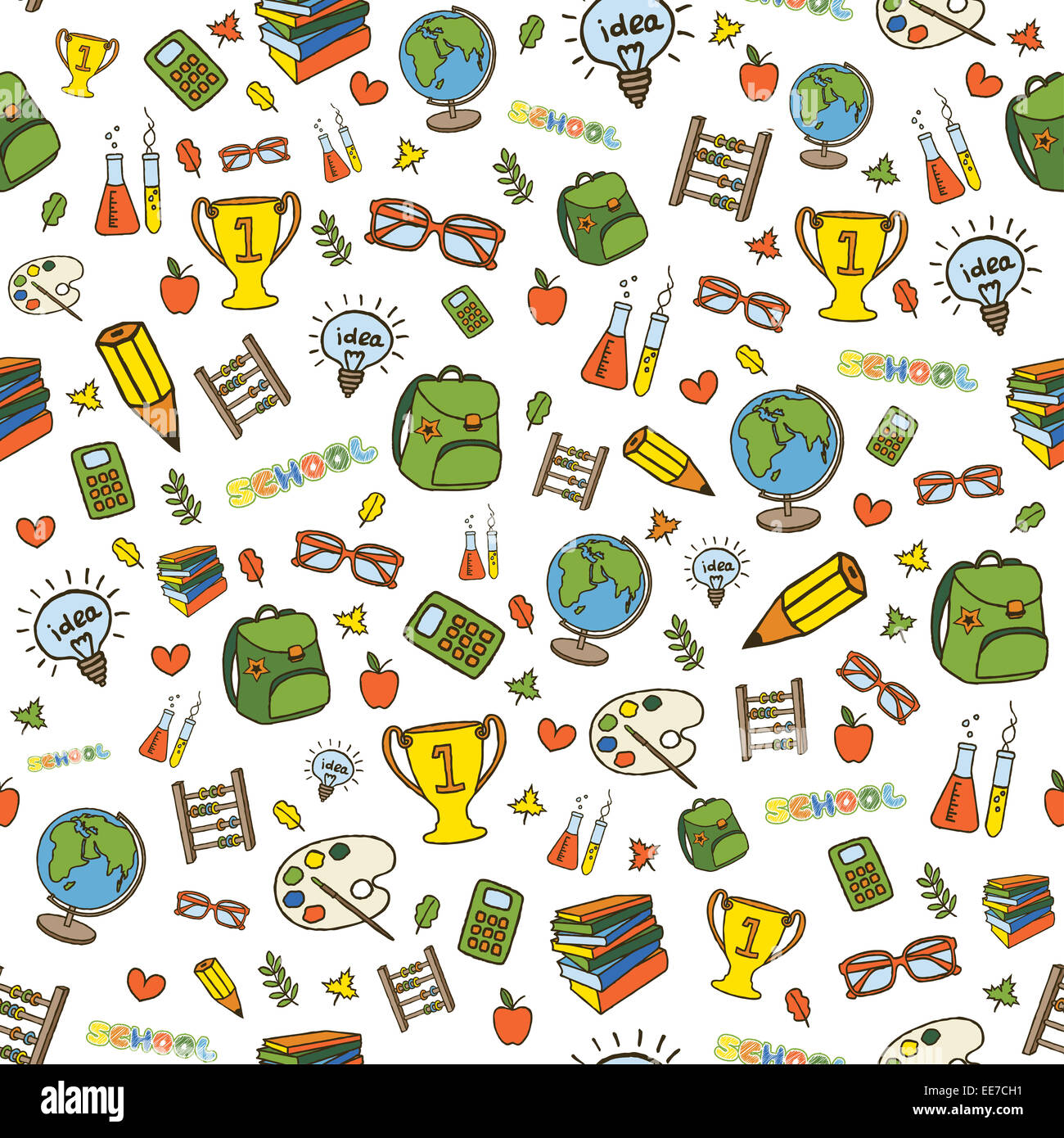 Hand drawn seamless school background Stock Photo - Alamy