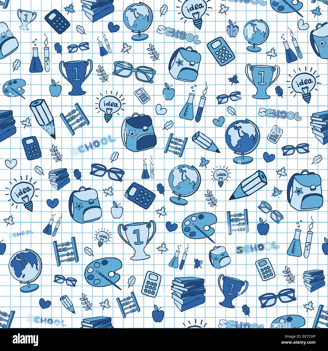 Hand drawn seamless school background Stock Photo - Alamy