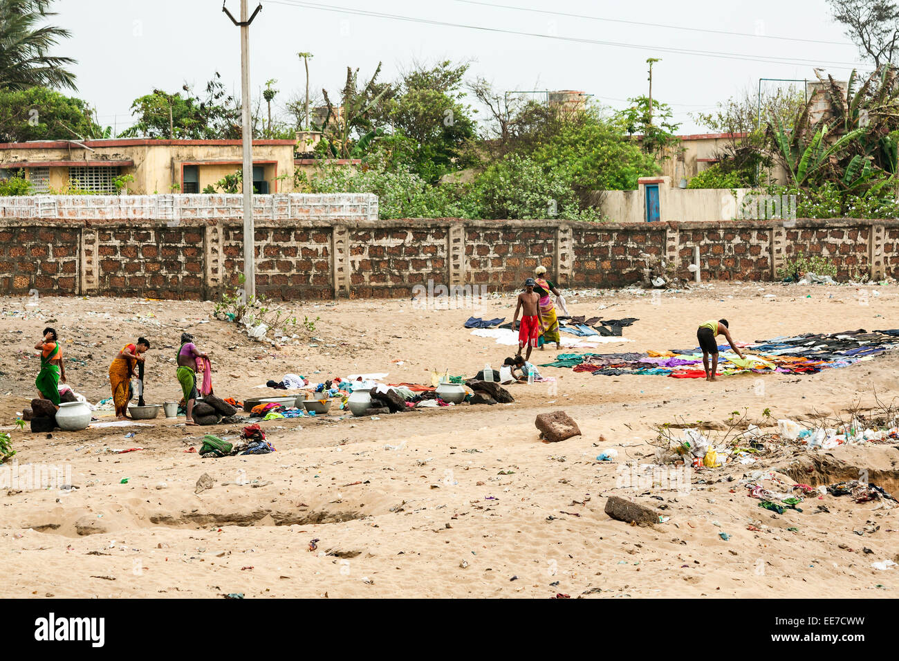 Indian family making living by doing laundry service in Puri, India ...