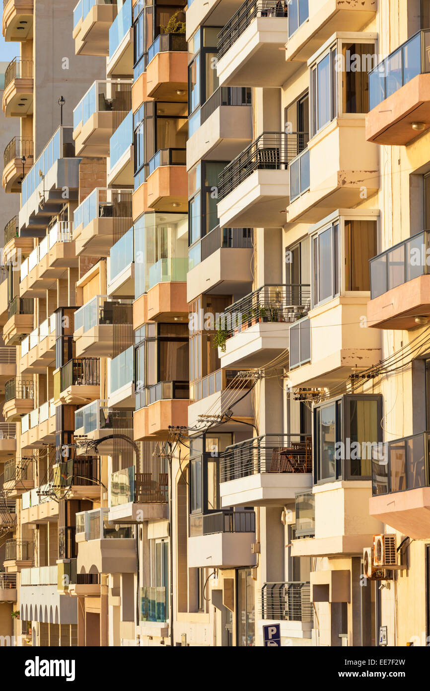 Balconies on High rise apartments Tigne Point Sliema Valletta Malta EU ...